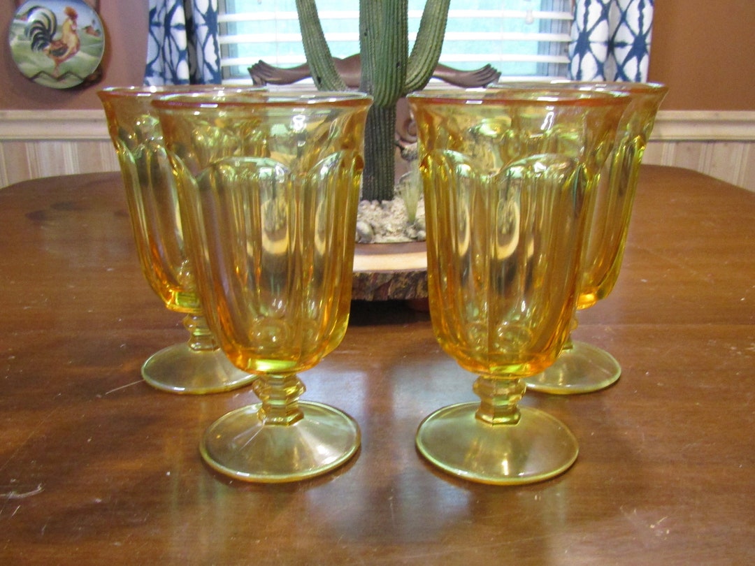 Imperial Glass Co *-* OLD WILLIAMSBURG YELLOW *-* Ice Tea Goblet, Set ...