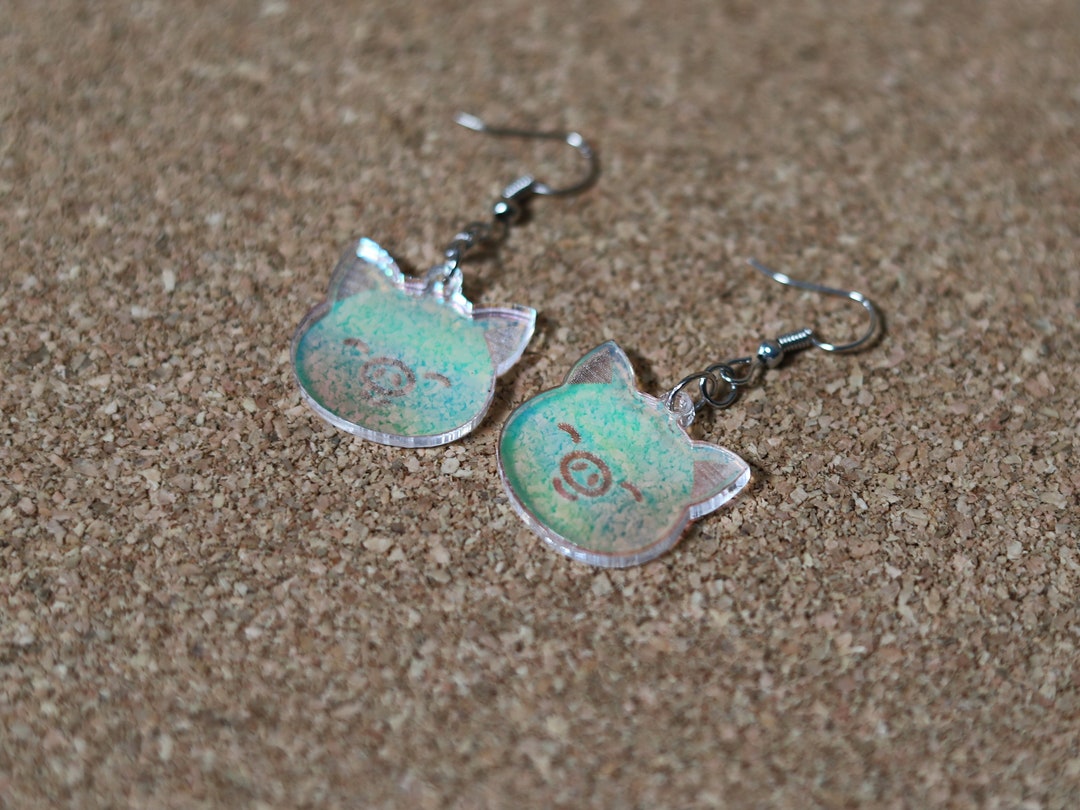 Iridescent Pig Earrings - Laser Cut and Engraved Acrylic - Etsy
