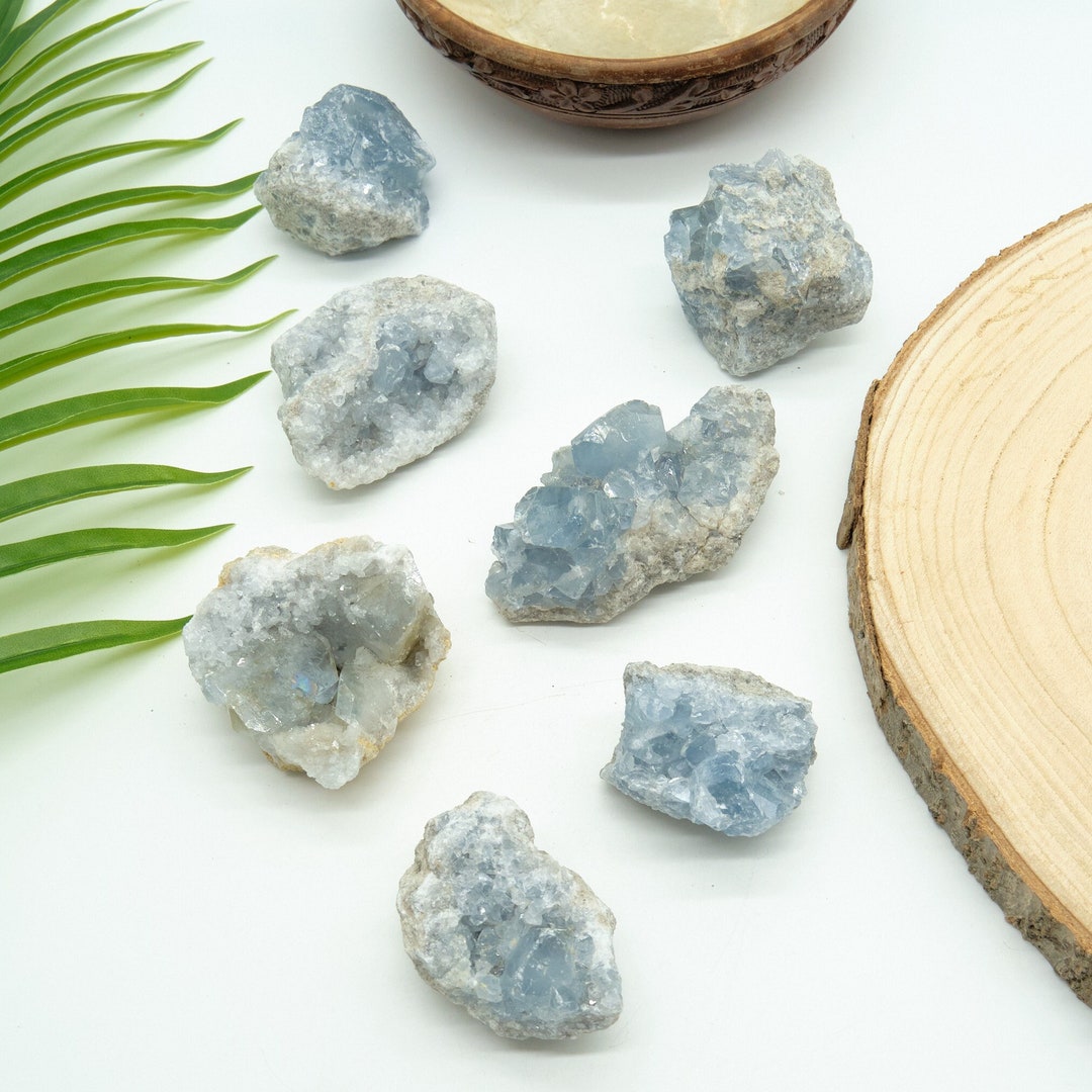 Natural Celestite Cluster Sky Blue Healing Crystal, Raw Celestine Rough ...