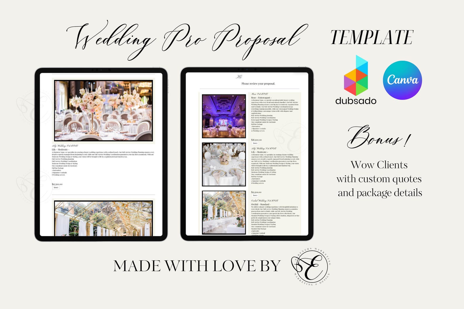 Dubsado Proposal Template Canva Template Wedding Planner Wedding Coordinator Wedding Venue - Etsy