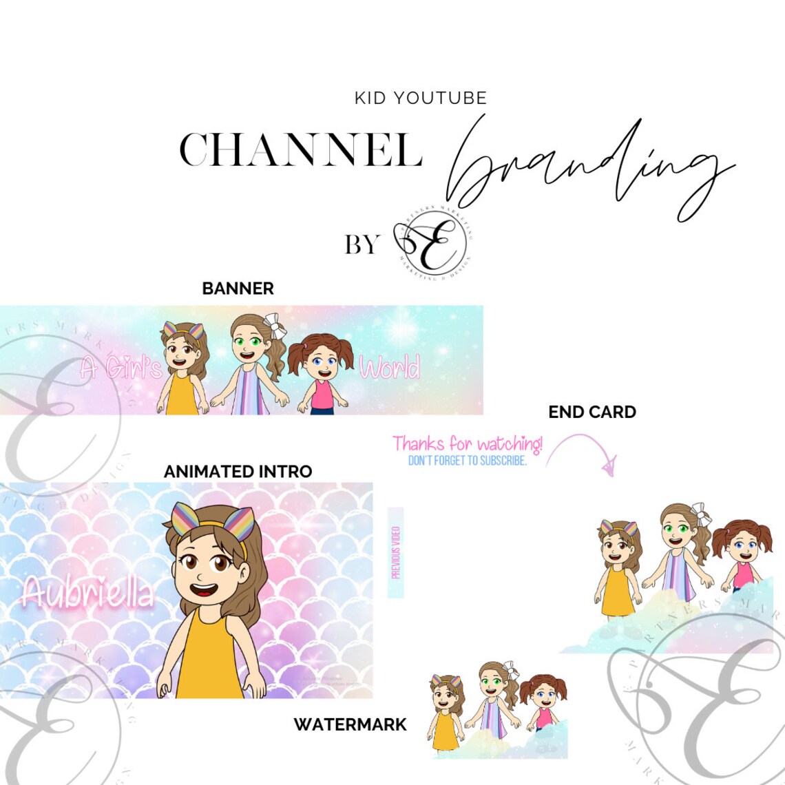 Kid Youtube Intro End Slate Banner Watermark Youtube | Etsy