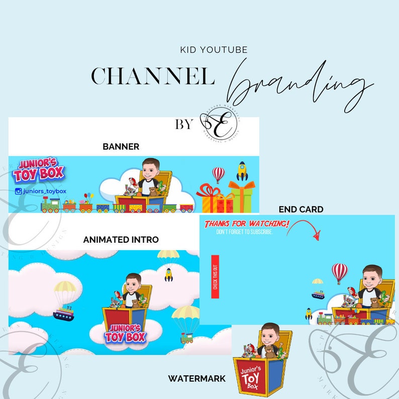 Kid Youtube Intro, End Slate, Banner, Watermark, Youtube Channel Art - Etsy