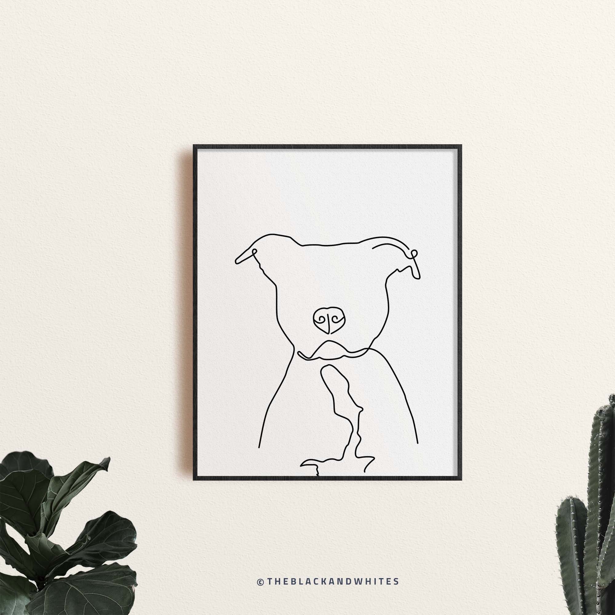 Pitbull Line Art Digital File | Minimalist Pitbull Line Art | Simple ...