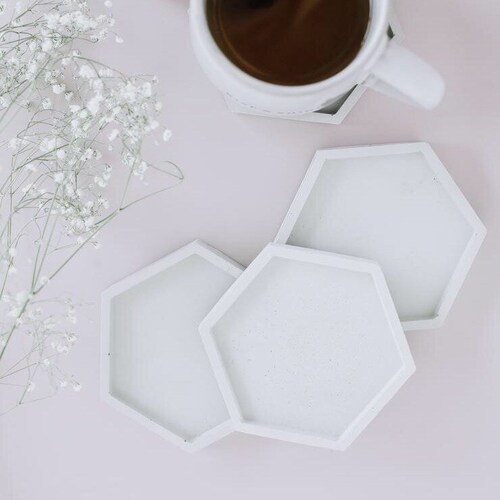 Concrete Hexagon Coasters / Catchall Tray / Jewelry Dish - Etsy