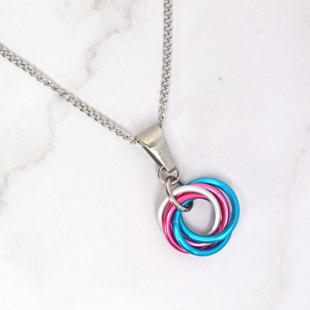 Transgender Pride Small Swirl Pendant, Subtle Pride Fidget Necklace - Etsy