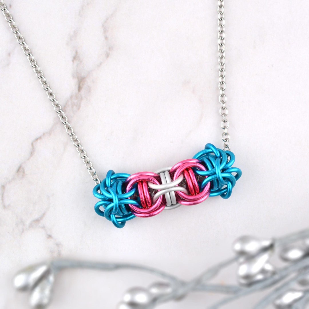 Transgender Pride Sliding Tube Fidget Necklace - Flexible Bar Slider ...