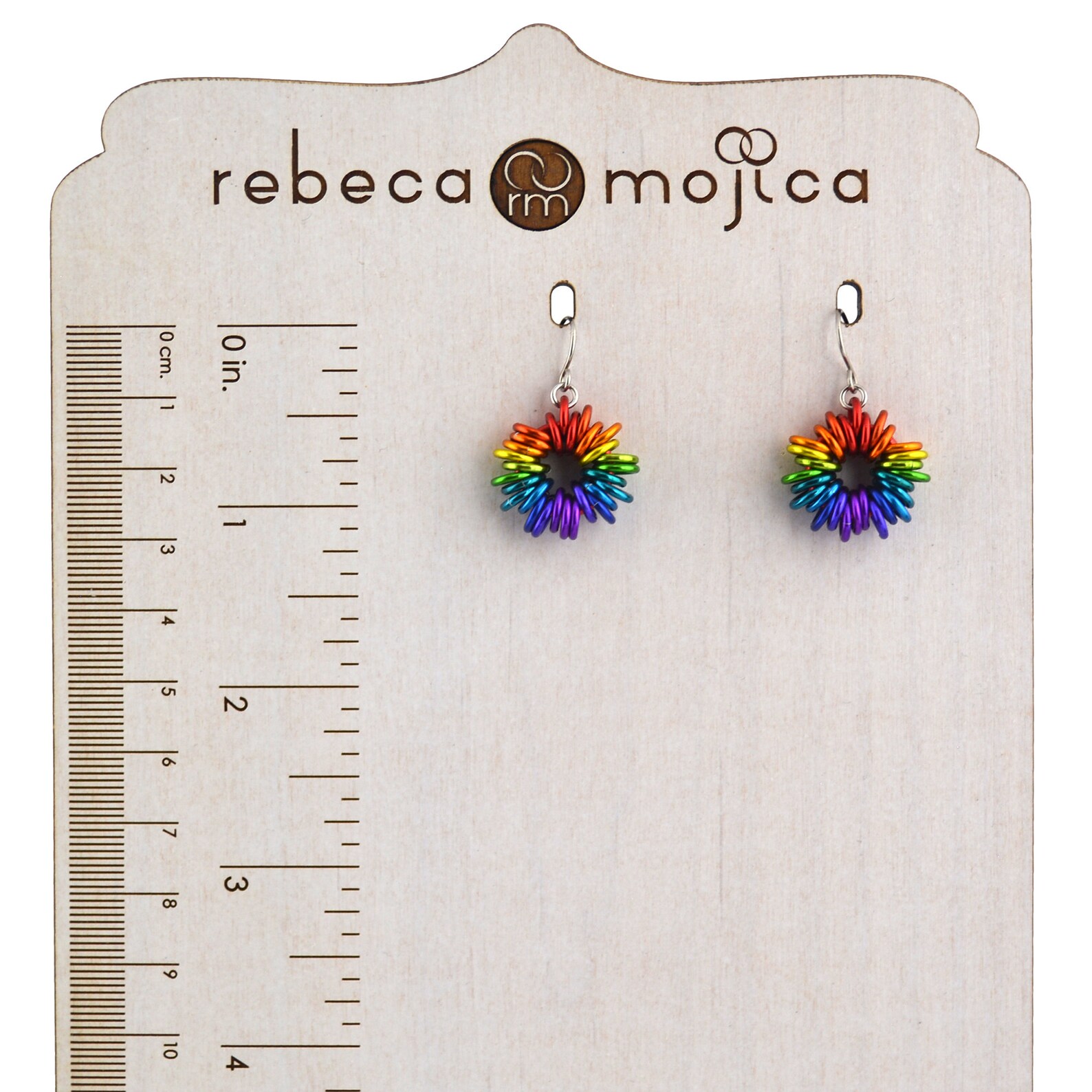 Rainbow Ombre Coiled Earrings, Small Chainmaille Starburst Brightly ...