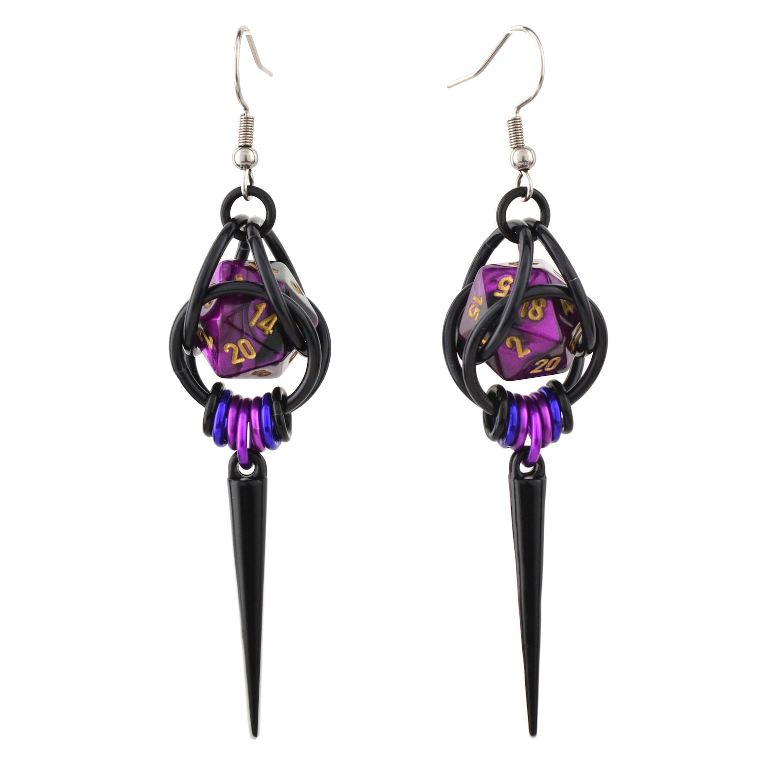 Purple Goth Spike D20 Earrings - Witchy Spike Dice Jewelry - Etsy