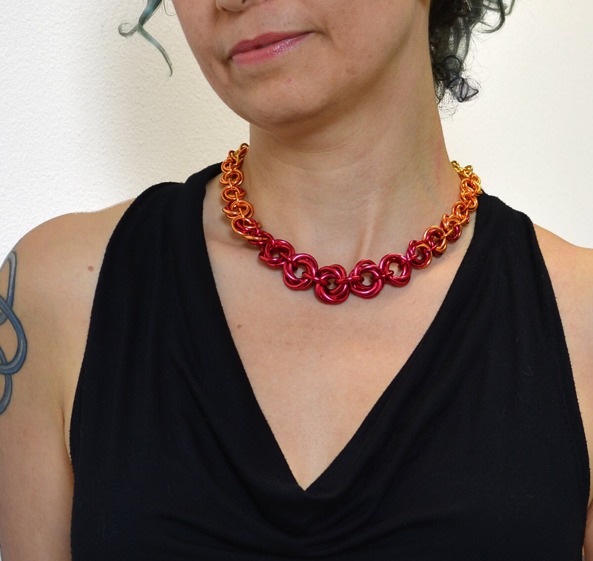 Knotted Metal Graduated Necklace FLAME Ombre - Etsy