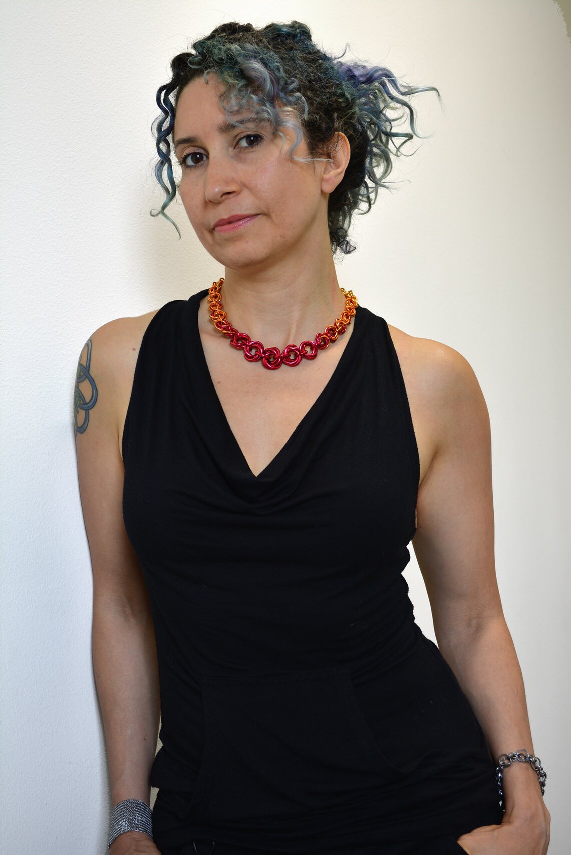 Knotted Metal Graduated Necklace FLAME Ombre - Etsy