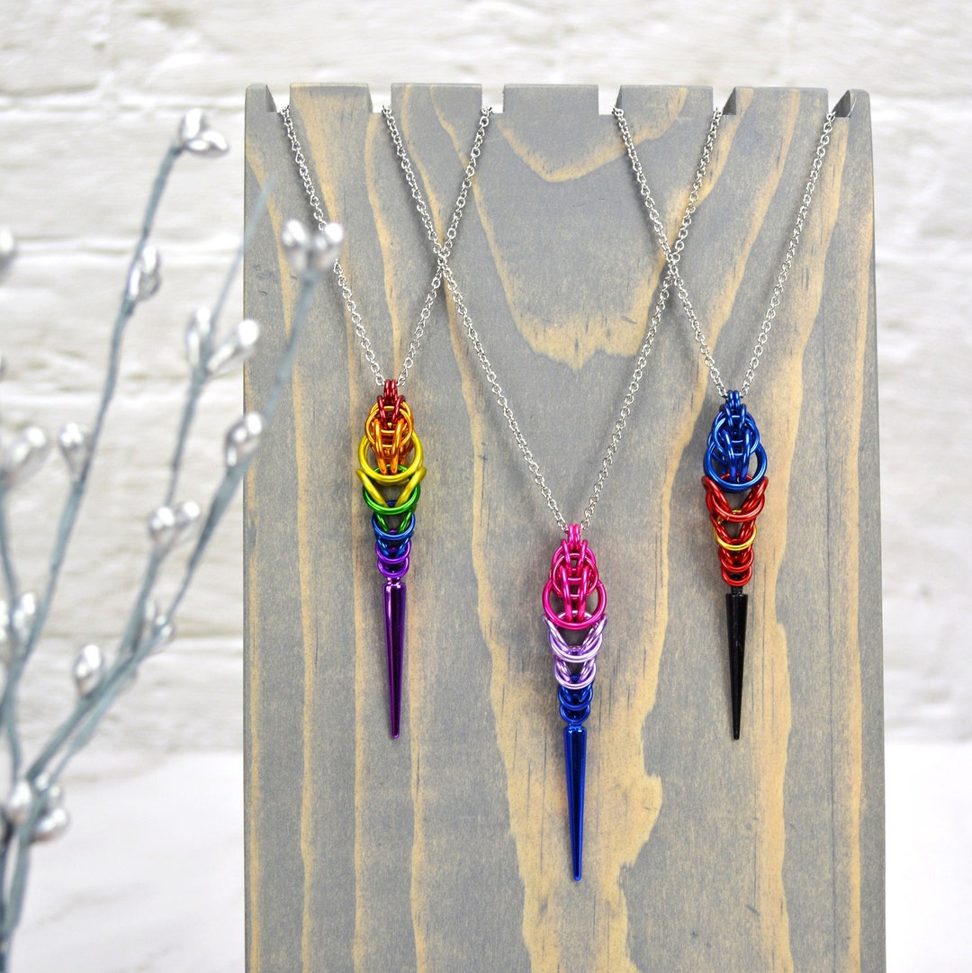Pride Spike Pendant - Rainbow, Ace, Pan, Bi, Lesbian, Nonbinary or ...