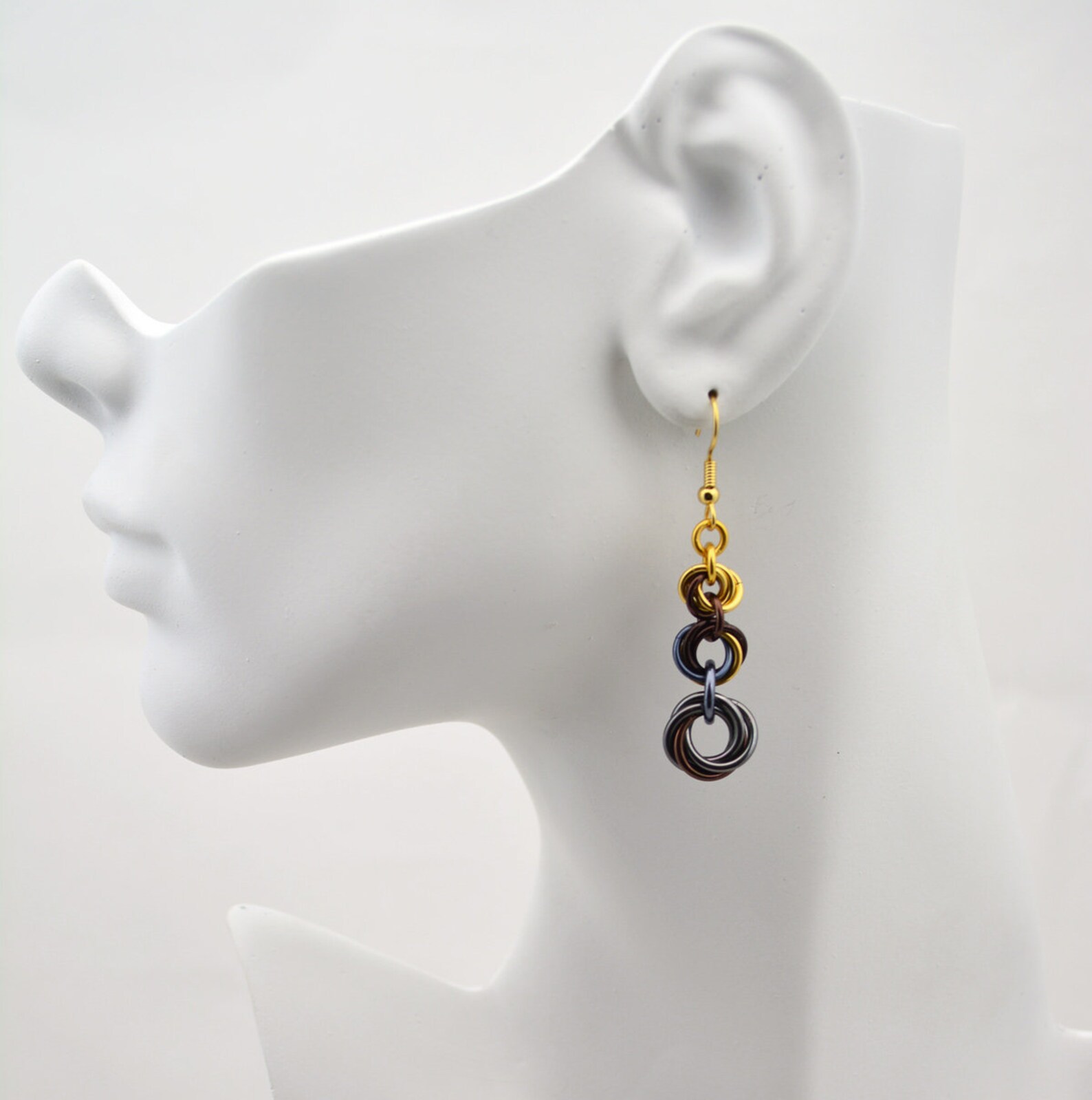 Gold Grey Brown Knotted Metal Graduated Earrings Steampunk - Etsy