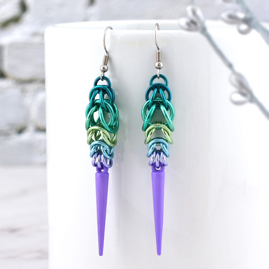 Neptunic Pride Spike Earring - Lightweight LGBTQ Pride Flag Chainmaille ...