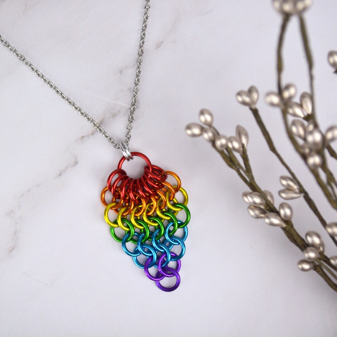 LGBTQ Pride Rainbow Chainmaille Cluster Pendant - Etsy