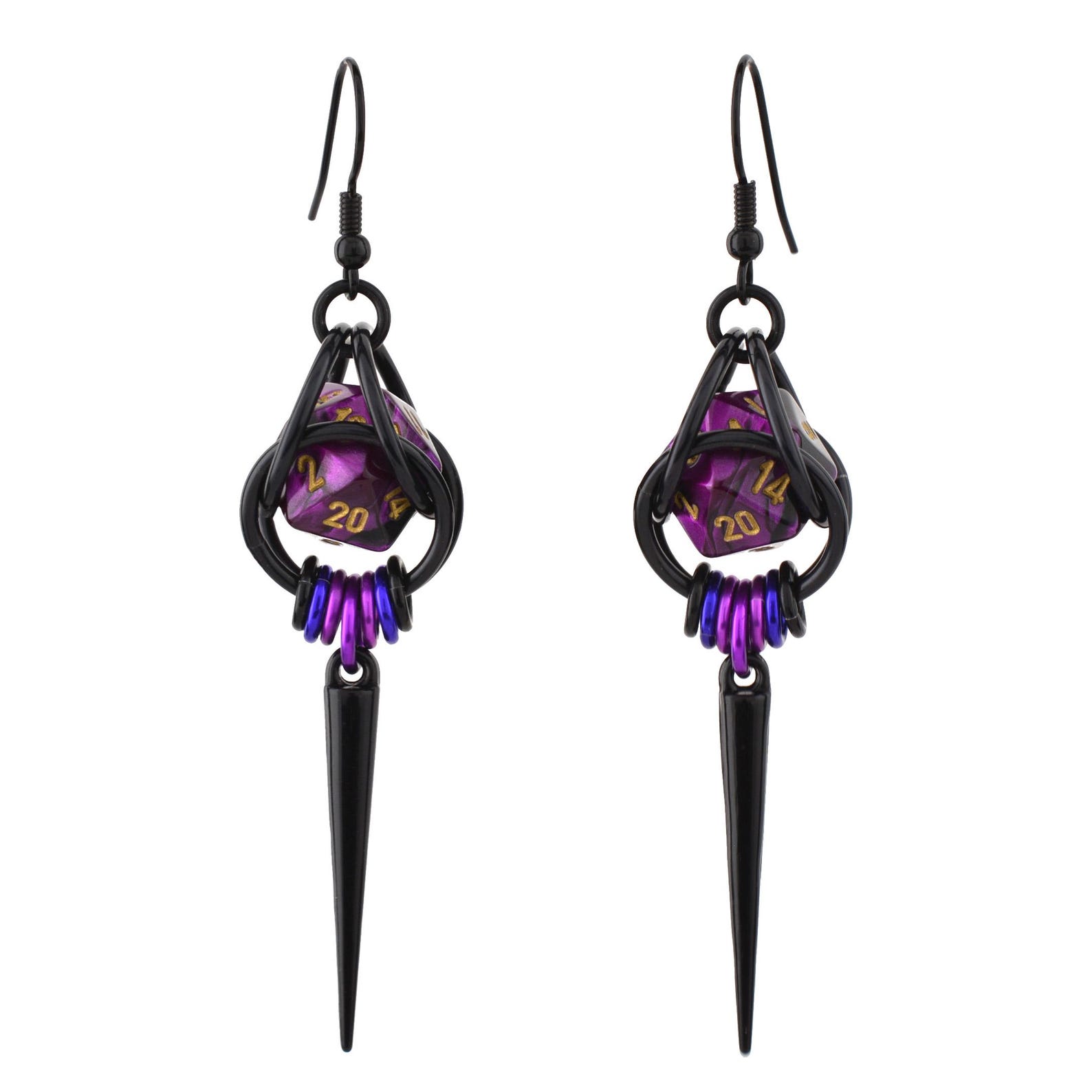 Purple Goth Spike D20 Earrings - Witchy Spike Dice Jewelry - Etsy