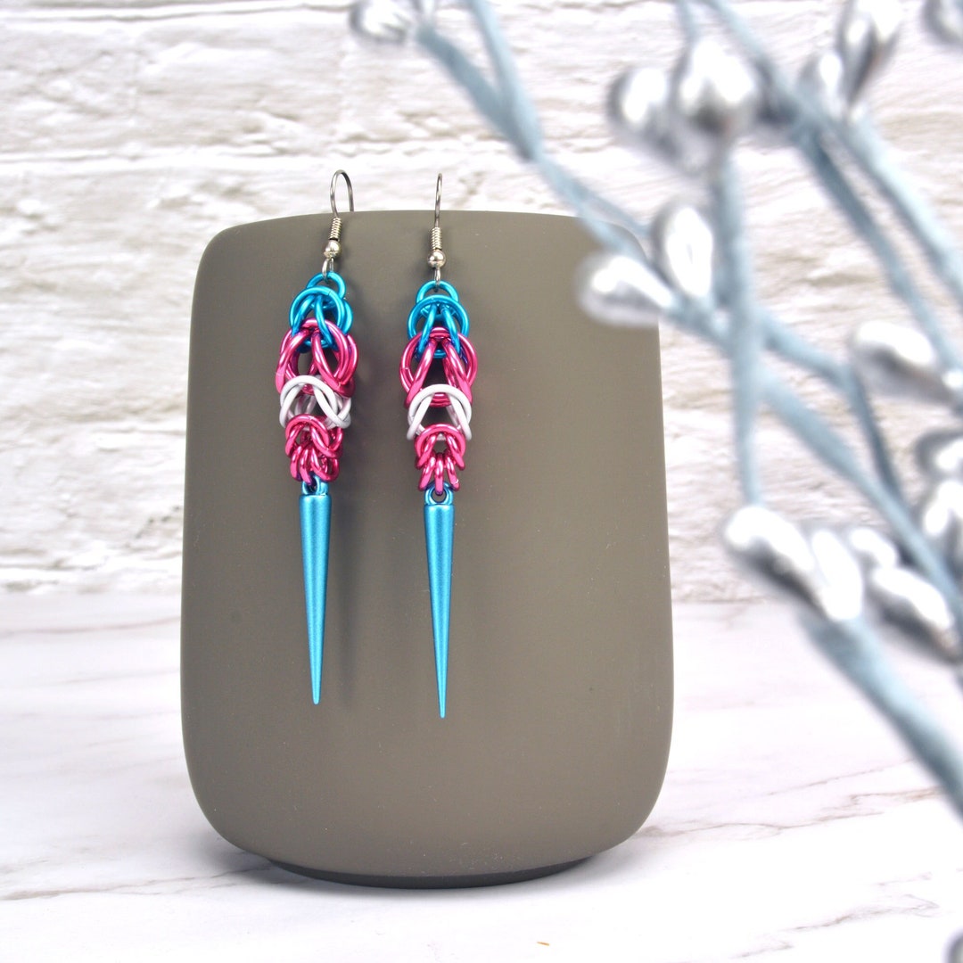 Transgender Pride - Spike Earring - Lightweight Aluminum With Acrylic ...