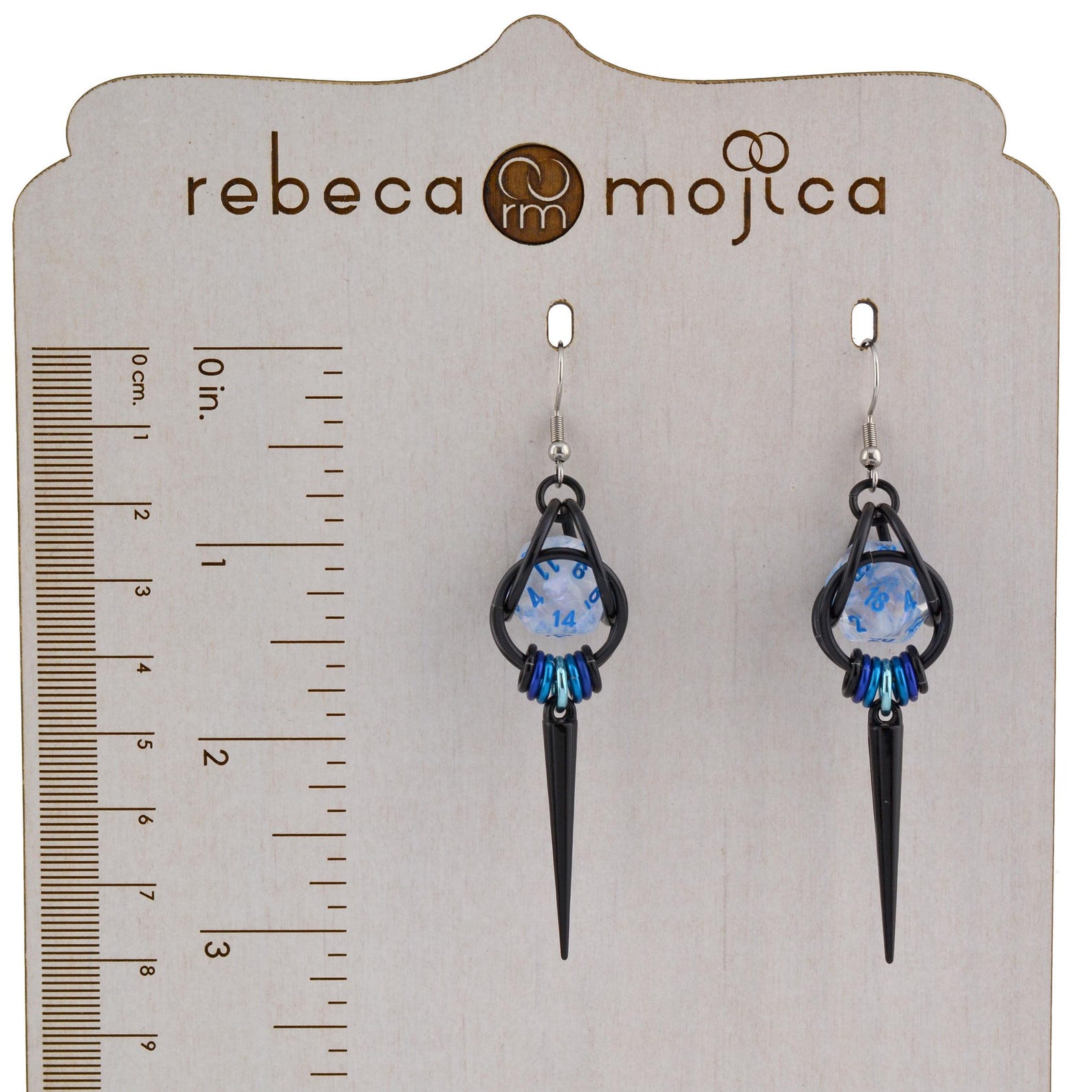 Black Spike Dice Earrings | UV Reactive D20 Jewelry - Clear Aurora ...