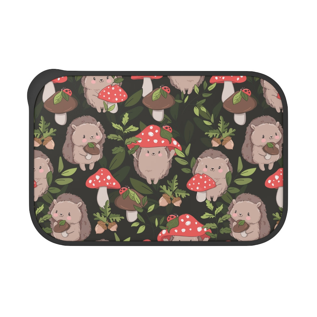 Cottagecore Bento Box With Band And Utensils | Adorable Hedgehogs