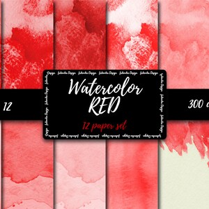 Red Watercolor Digital Paper Set Red Digital Paper Red - Etsy