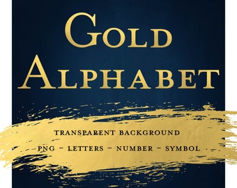 Metallic Gold Digital Alphabet - Etsy