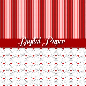 Red Heart Digital Paper Red Love Digital Paper Heart Pattern Pack Love ...
