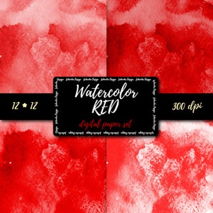 Red Watercolor Digital Paper Set Red Digital Paper Red - Etsy
