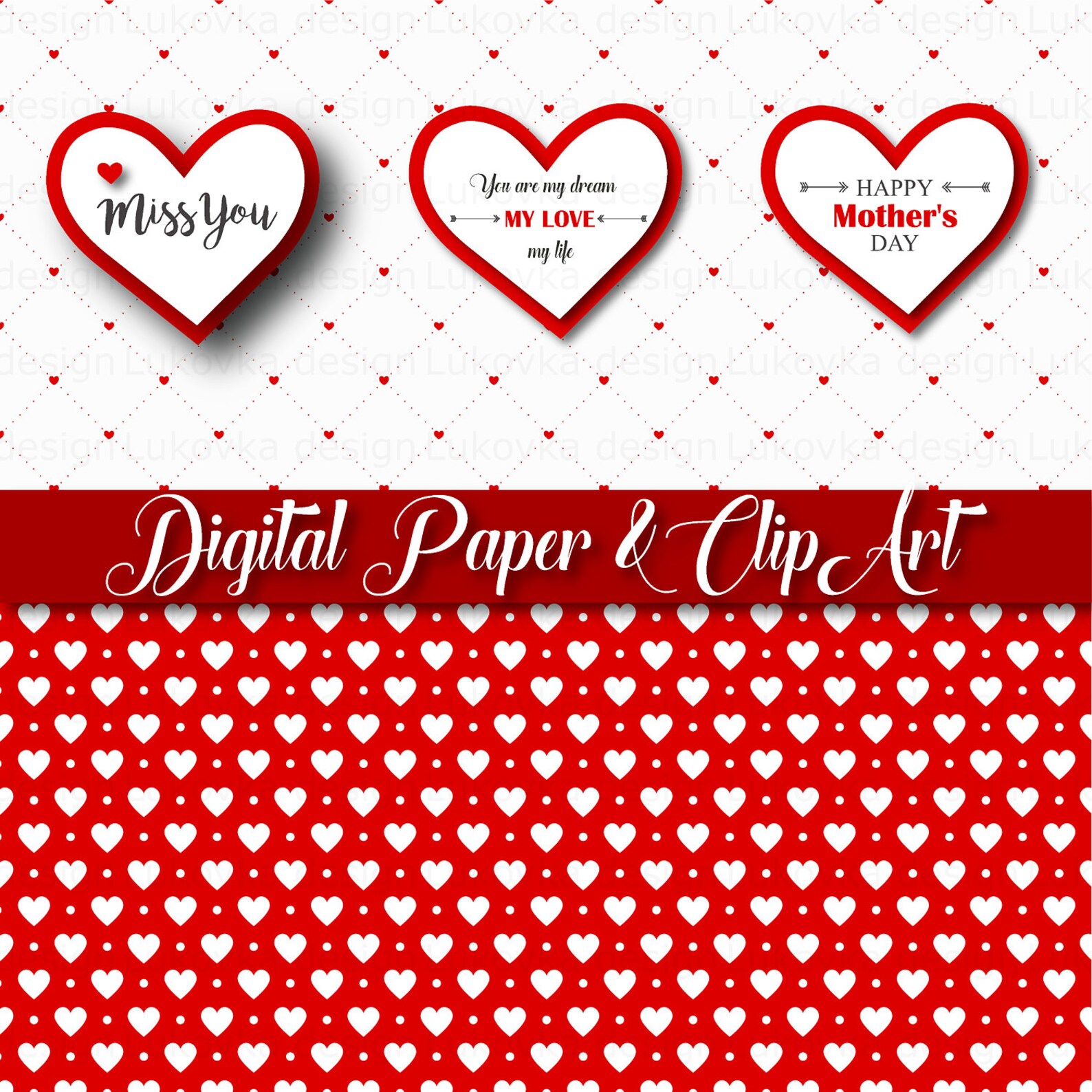Red Heart Digital Paper Red Love Digital Paper Heart Pattern - Etsy