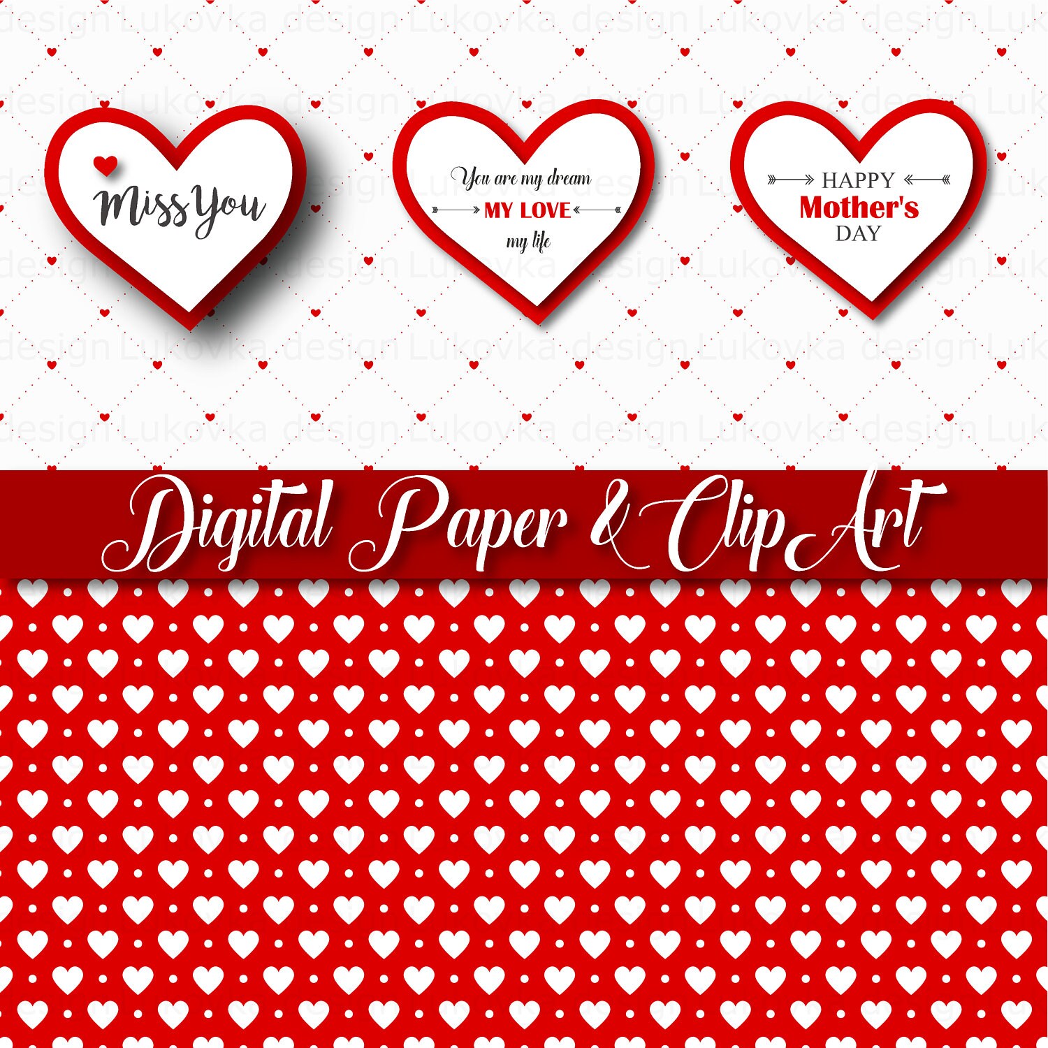 Red Heart Digital Paper Red Love Digital Paper Heart Pattern - Etsy