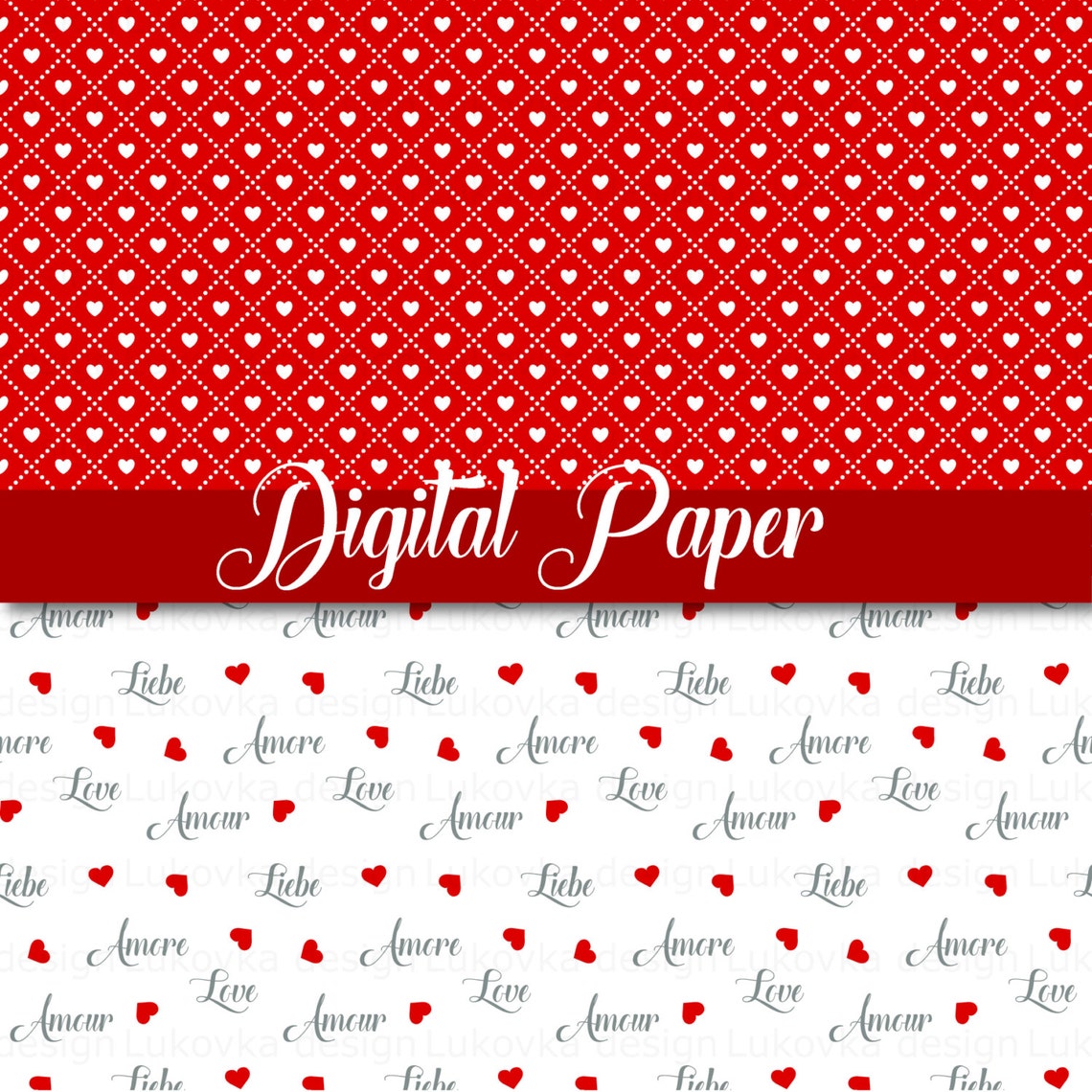 Red Heart Digital Paper Red Love Digital Paper Heart Pattern - Etsy