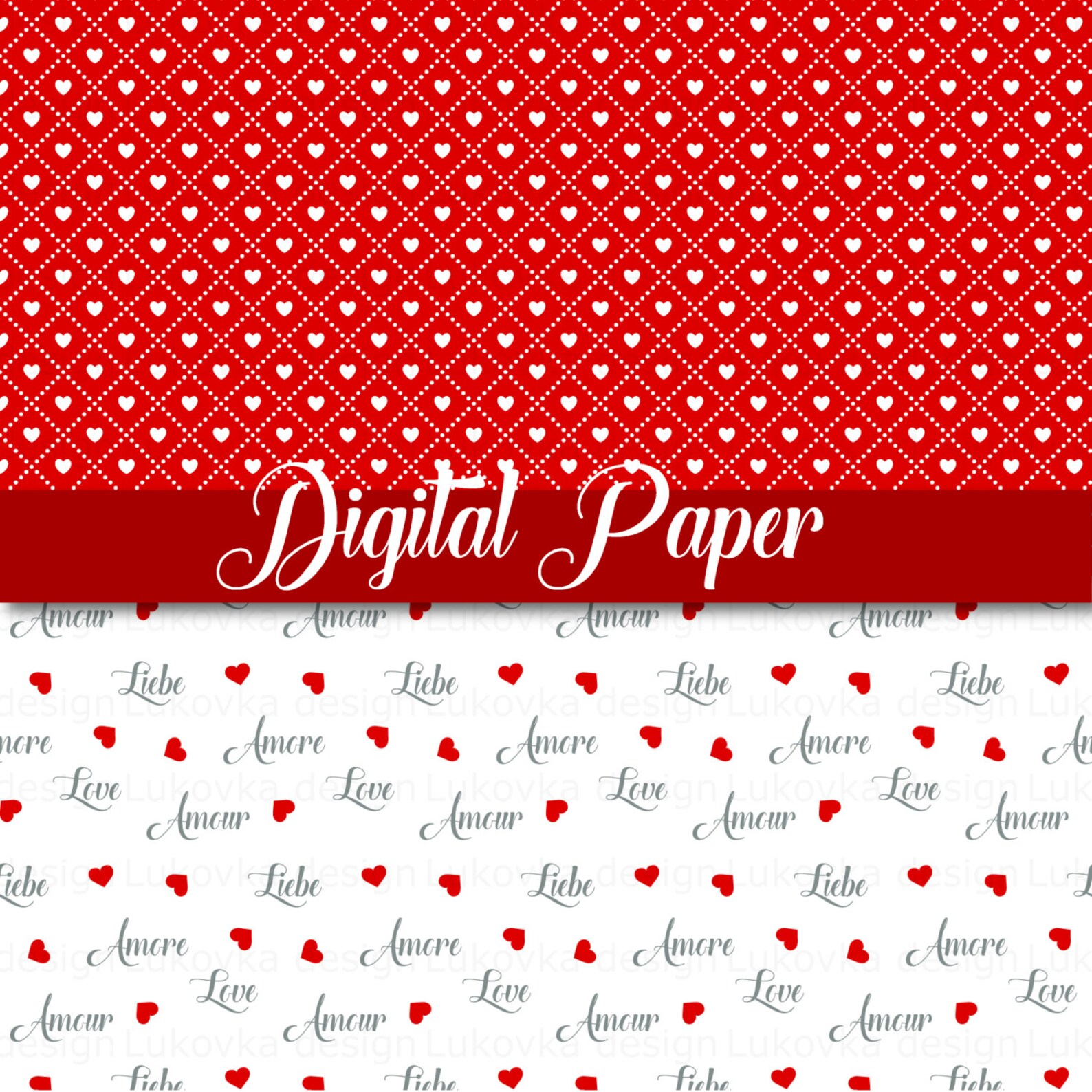 Red Heart Digital Paper Red Love Digital Paper Heart Pattern - Etsy