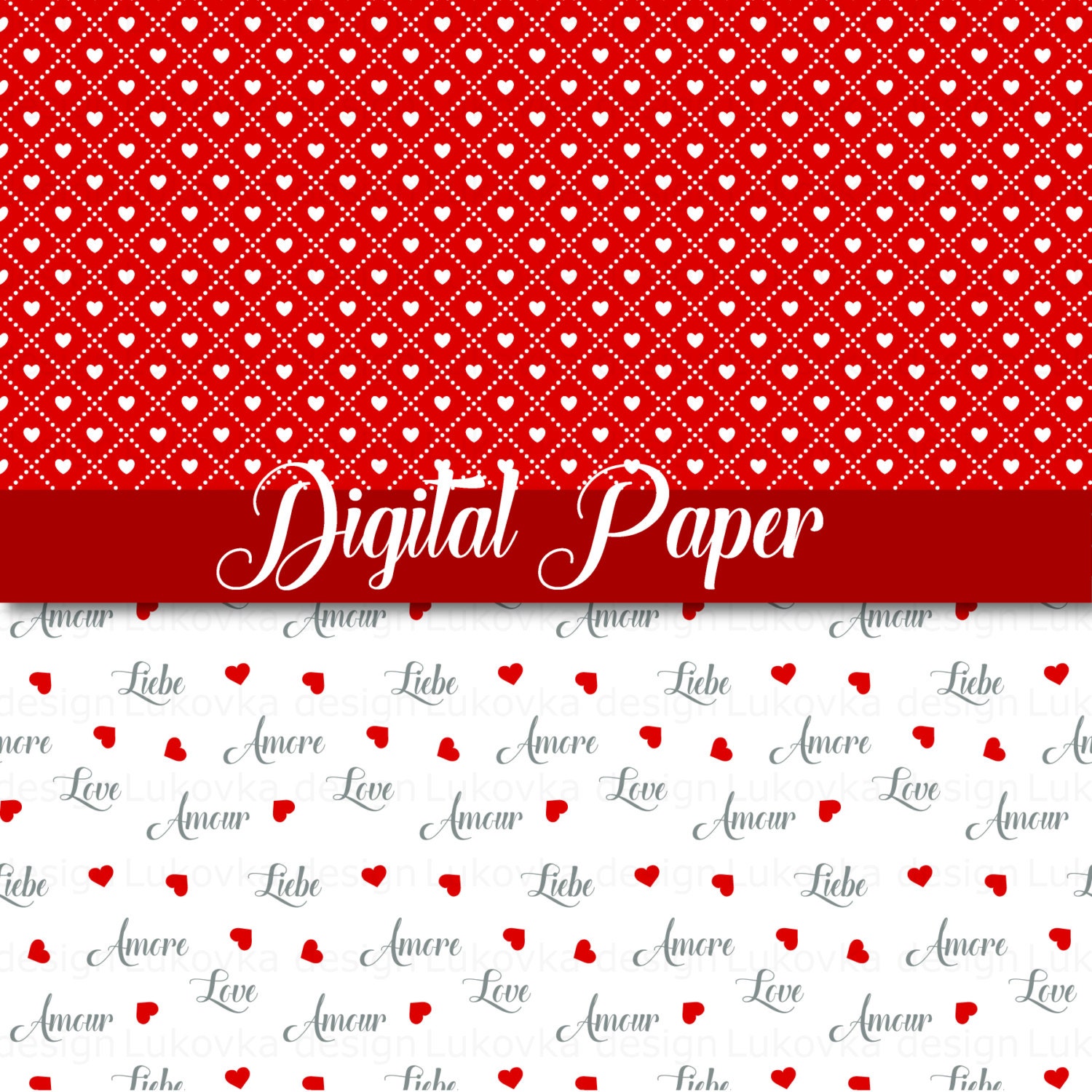 Red Heart Digital Paper Red Love Digital Paper Heart Pattern - Etsy