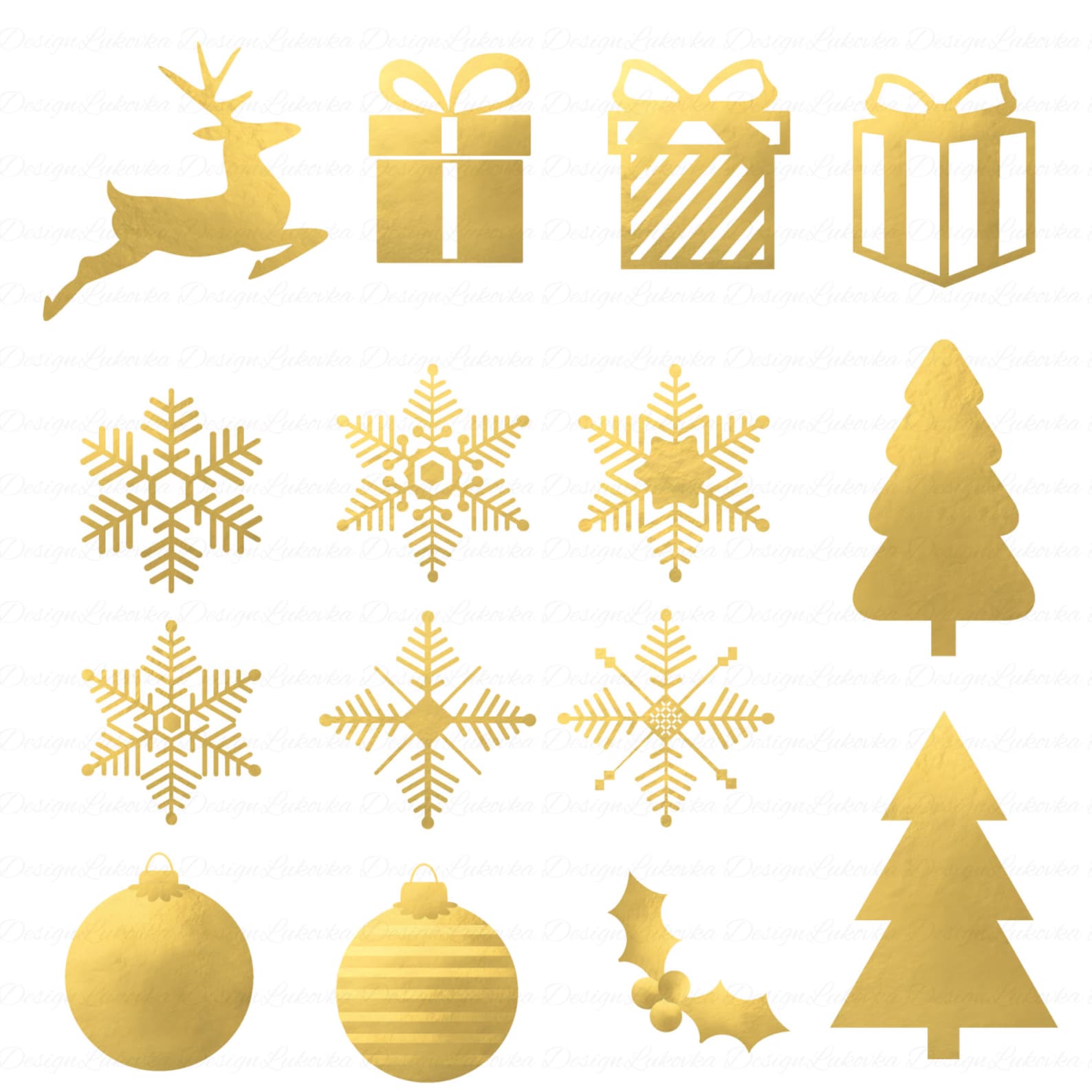 Christmas Clipart Gold Borders Digital Winter Clipart - Etsy
