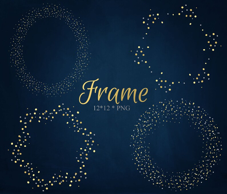 Foil Digital Clipart Gold Silver Foil Border Frames Confetti Borders ...