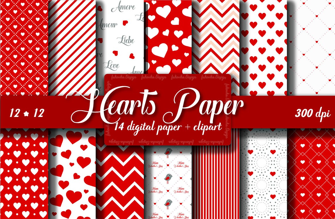 Red Heart Digital Paper Red Love Digital Paper Heart Pattern - Etsy