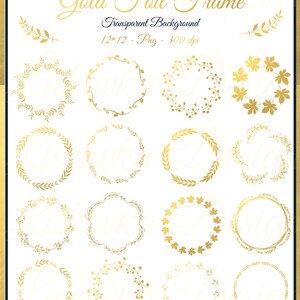 Gold Foil Digital Floral Frames Clipart Circle Gold Frames - Etsy