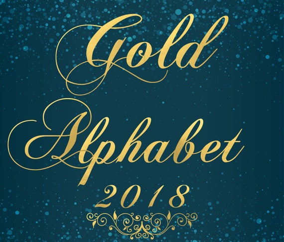 Gold Foil Alphabet Letters Numbers Gold Alphabet Clipart - Etsy