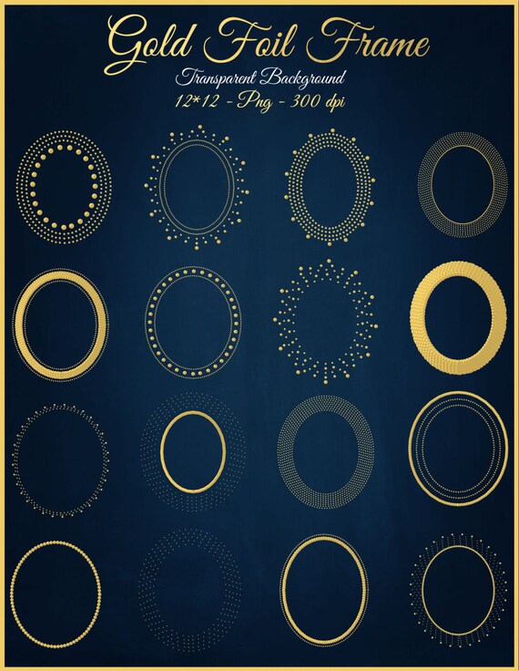 Gold Foil Digital Frames Clipart Oval Frames Oval Frame - Etsy