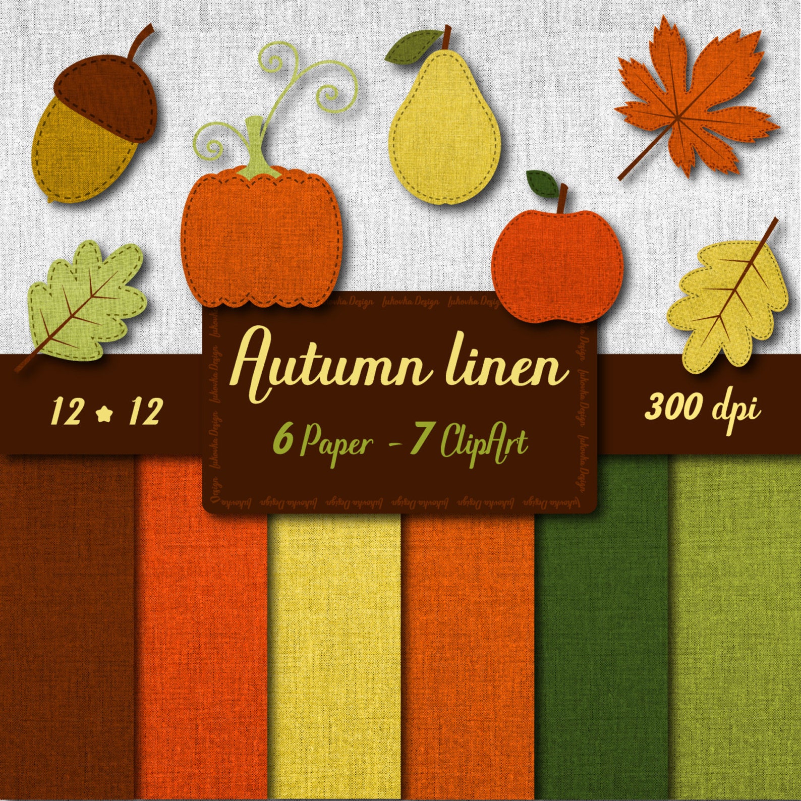 Fall Digital Paper Autumn Clipart Linen Digital Paper Autumn - Etsy