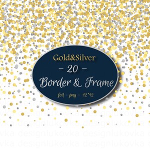 Foil Digital Clipart Gold Silver Foil Border Frames Confetti Borders ...