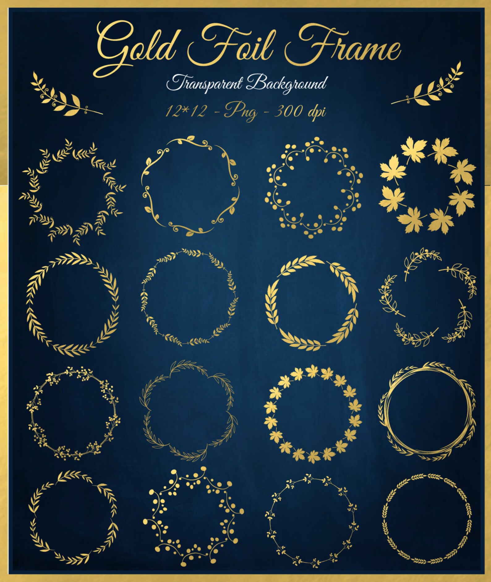 Gold Foil Digital Floral Frames Clipart Circle Gold Frames - Etsy