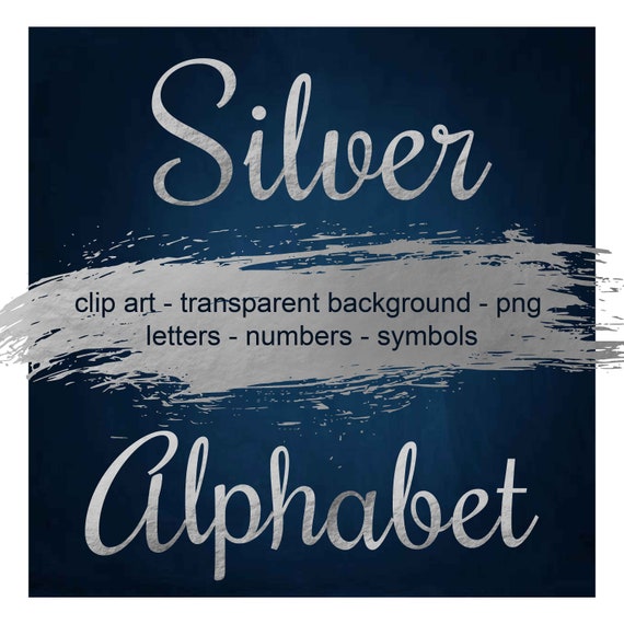 Silver Foil Alphabet Clipart Silver Letters Numbers Silver - Etsy