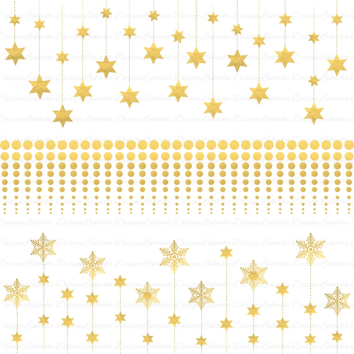 Christmas Clipart Gold Borders Digital Winter Clipart Snowflakes Xmas ...