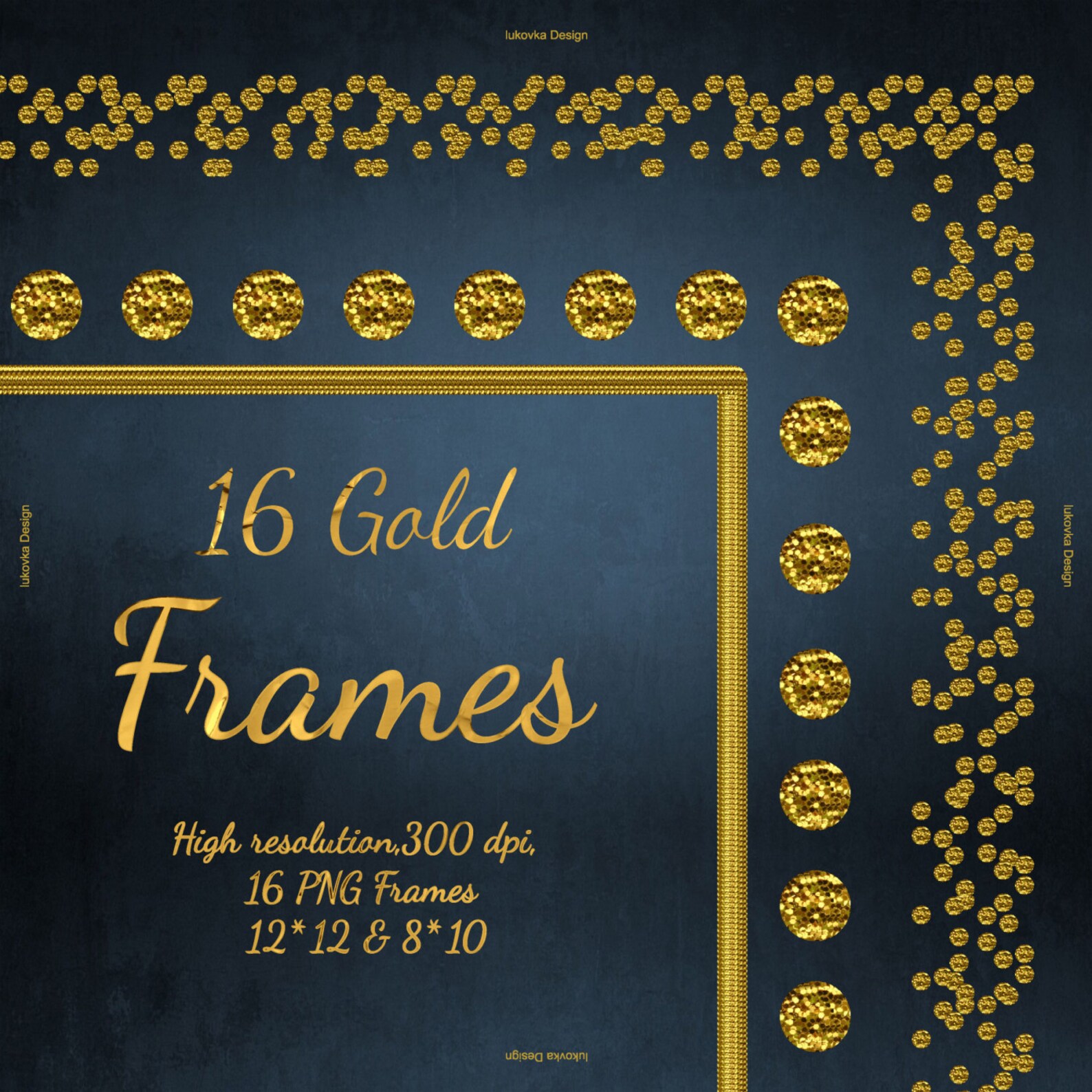 Gold Frames Glitter Clipart Digital Gold Frames Golden Sparkle | Etsy