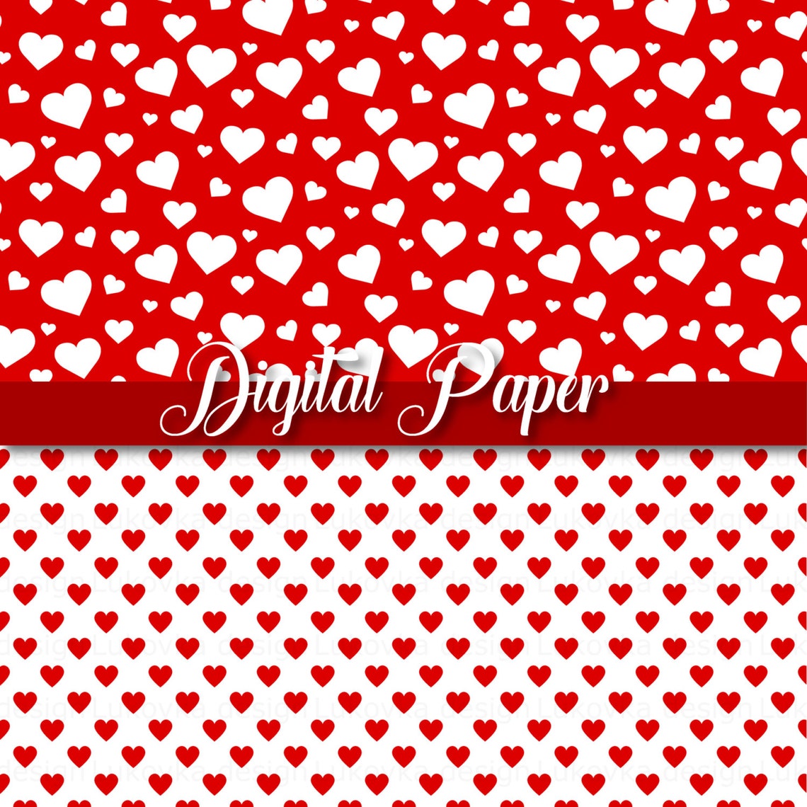 Red Heart Digital Paper Red Love Digital Paper Heart Pattern - Etsy