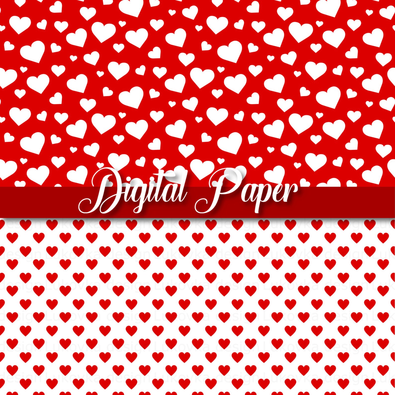 Red Heart Digital Paper Red Love Digital Paper Heart Pattern - Etsy