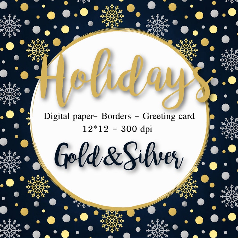 Christmas Clipart Foil Digital Paper Foil Border Christmas - Etsy