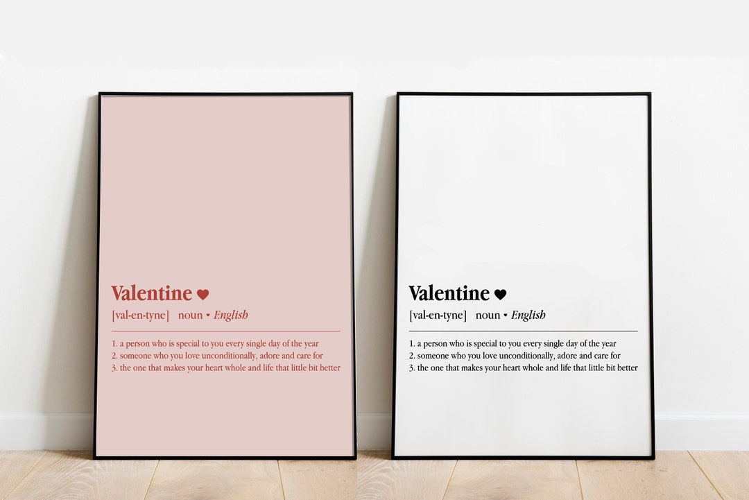 Valentine Definition Wall Art Print Gift for Him Gift for - Etsy