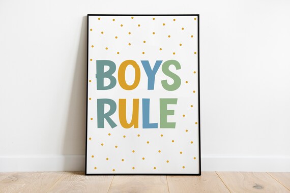Boys Rule Print Children's Wall Art Nursery Decor - Etsy