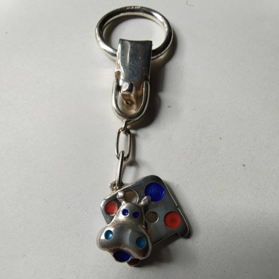 Hippo Keyring in Sterling Silver 800. - Etsy UK