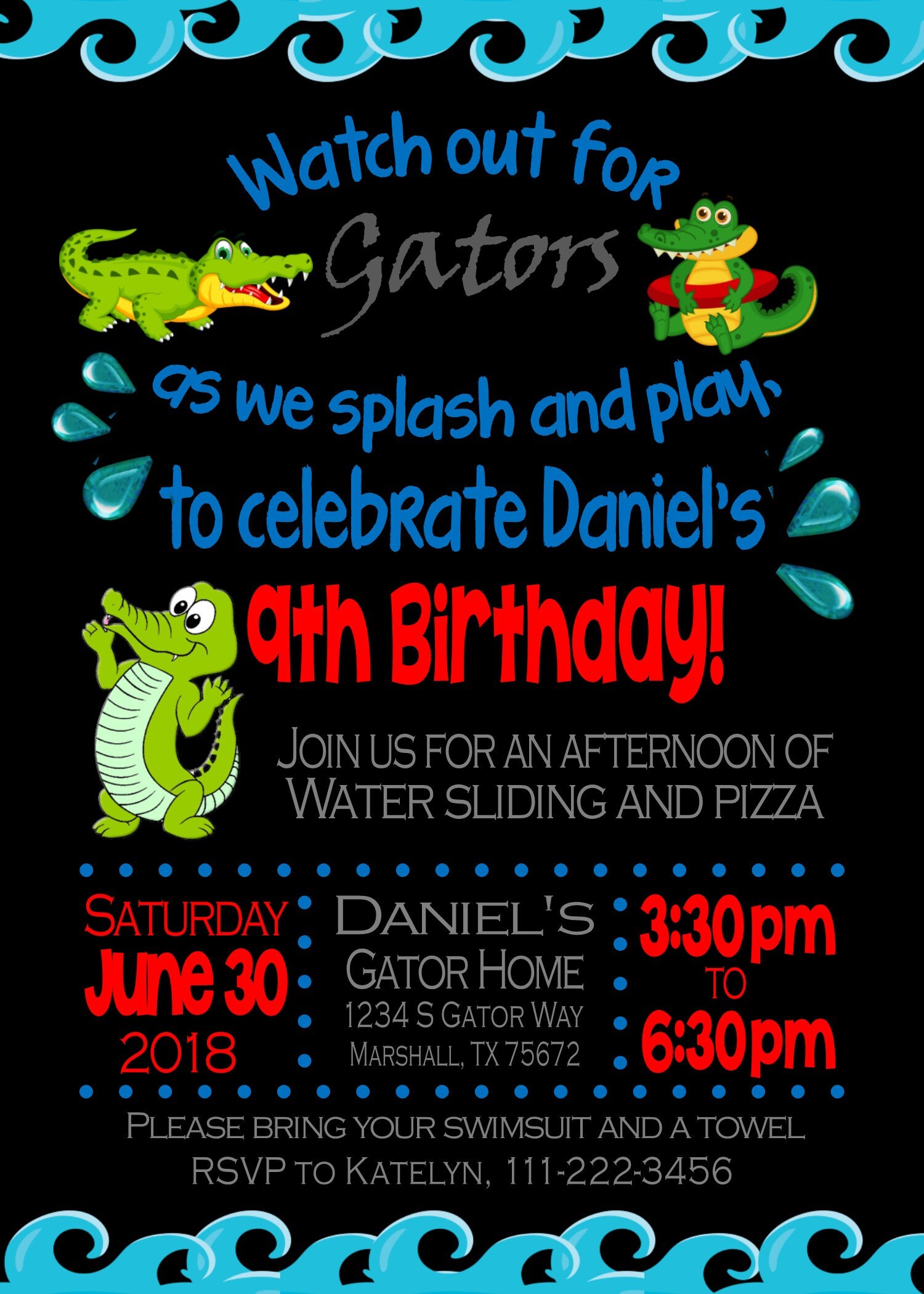 Gator Themed Water Party Birthday Invitation Digital and - Etsy